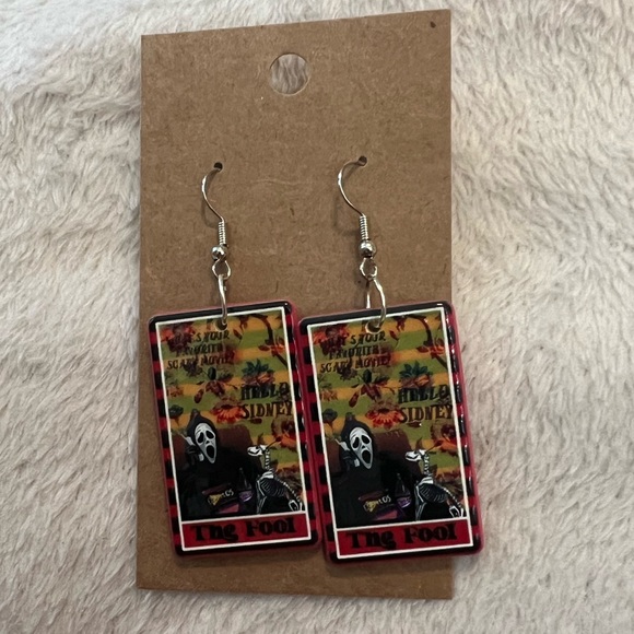 Jewelry | The Fool Ghost Face Scream Tarot Card Earrings | Poshmark